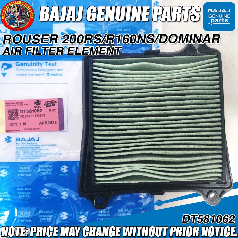 ROUSER 200RS/R160NS/DOMINAR AIR FILTER ELEMENT (KMC) (GENUINE: DT581062 ...