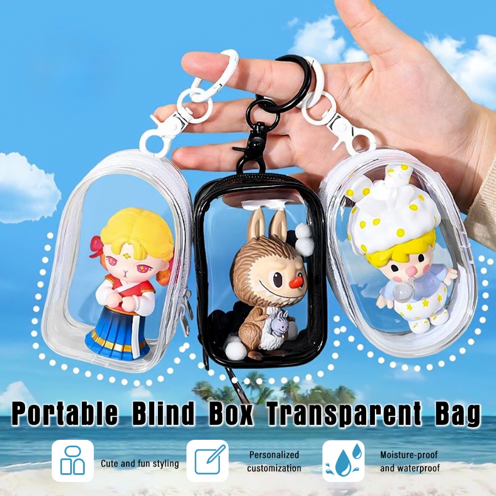 Clear Doll Display Bag Dustproof Collectibles Storage Case Keychain ...