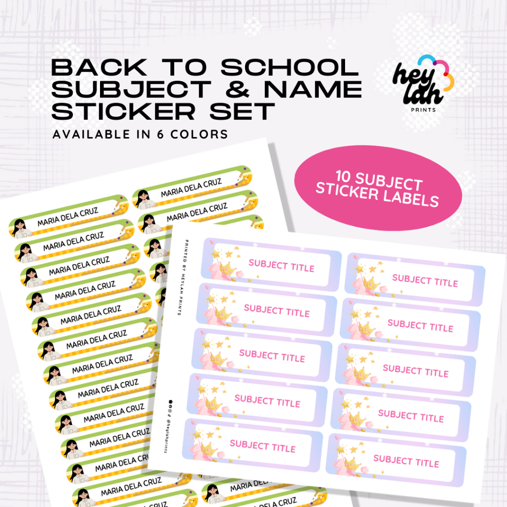 Back to School Subject Textbook and Name Sticker Labels, 20 designs ...