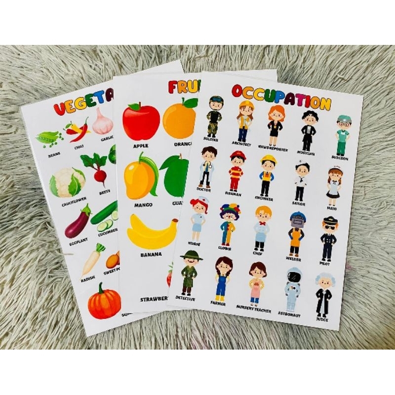 1PIECE OF LEARNING CHARTS A4 SIZED LAMINATED | Shopee Philippines
