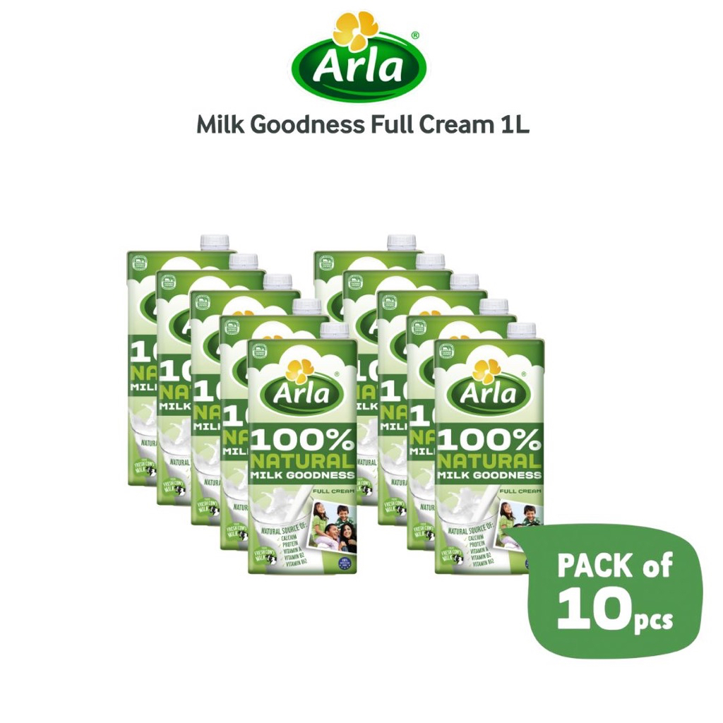Arla Milk Goodness Full Cream Milk 1L (Pack of 10) | Shopee Philippines