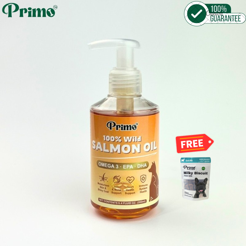 PRIMO Healthy 100% Wild Premium Salmon Oil with Free Biscuits for Dogs ...
