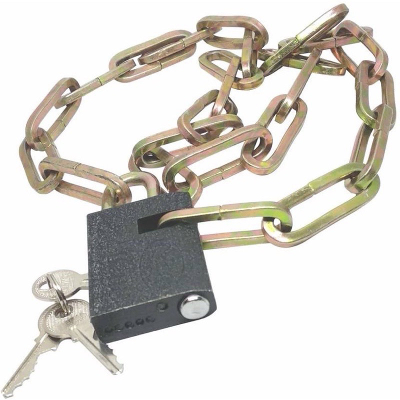 Universal Multipurpose Iron Gold chain with Black padlock | Shopee ...