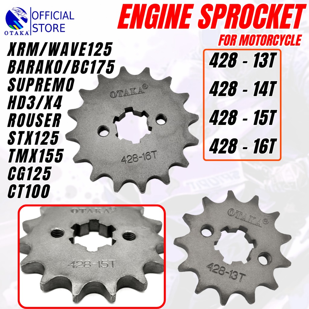 OTAKA FRONT SPROCKET / ENGINE SPROCKET XRM/WAVE125 /BARAKO/BC175/SUPREMO/HD3/X4/ROUSER/STX125 ...