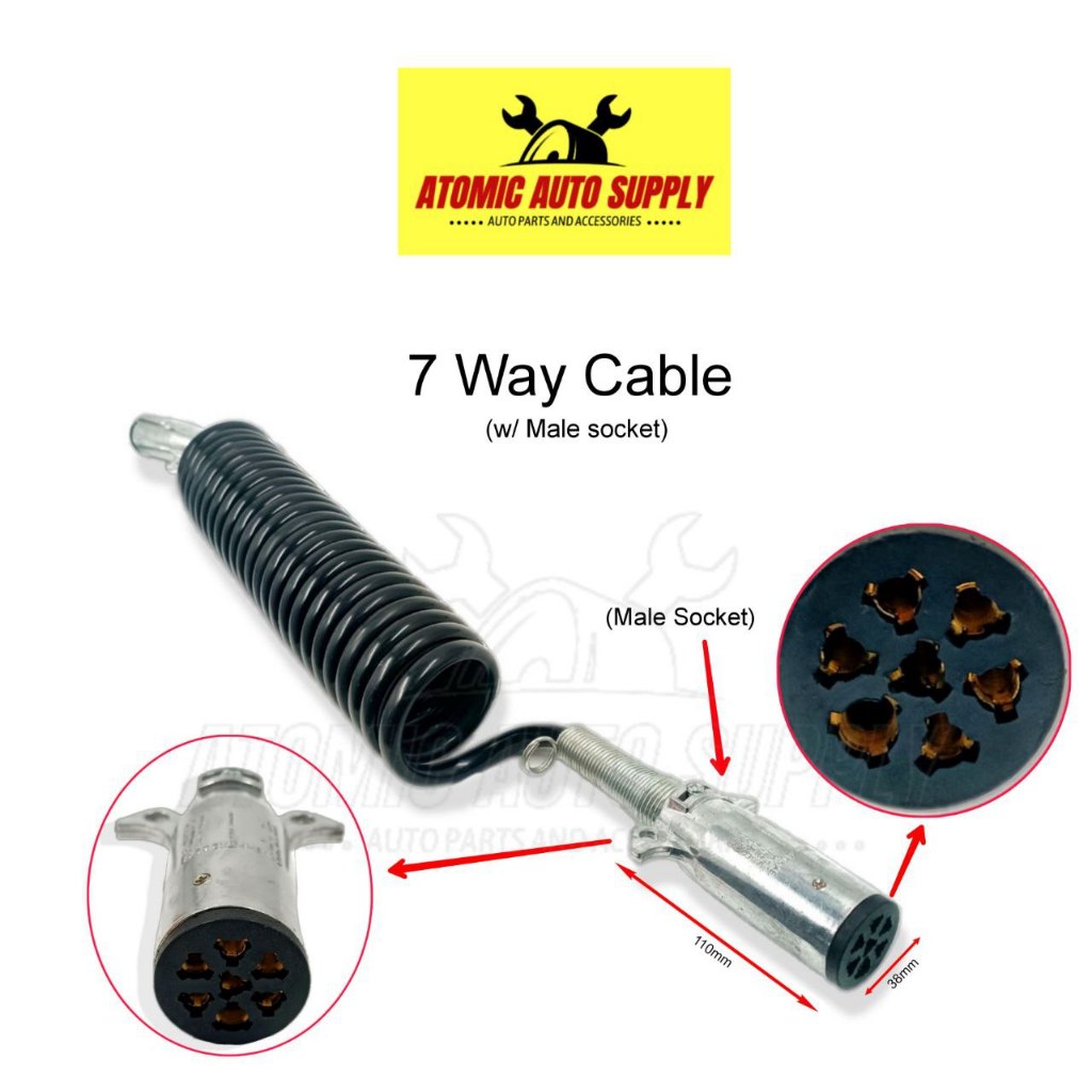 STRETCHABLE 7 WAY CABLE CONNECTOR FOR TRAILER TRUCK WITH MALE SOCKET ...