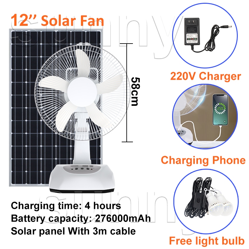 100%FreeShipping solar fan with light rechargeabl solar electric fan 12 ...