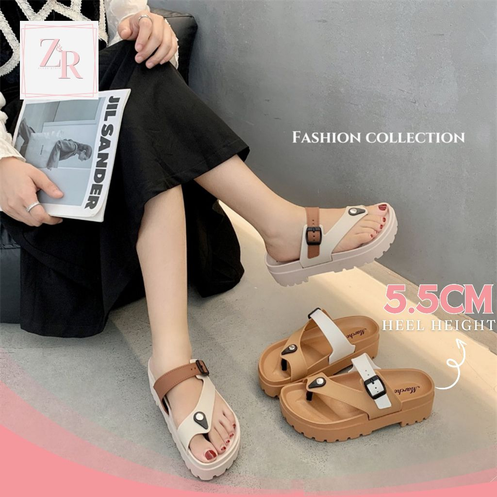 Z&R Store Glitzy Toe Strap Fancy Thick-Sole Trendy Slippers For Women ...