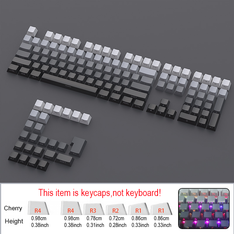 Side Print Keycaps 133Keys Double Shot PBT Cherry Profile Gradient Key ...