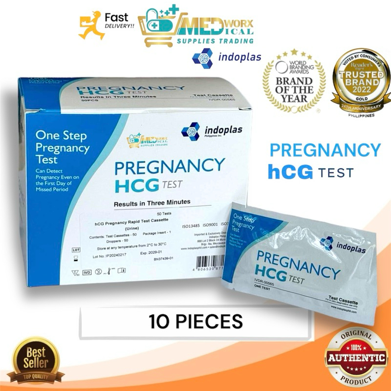 10 Pieces HCG Pregnancy Test Kits (Urine) | Cassette Type | - INDOPLAS ...