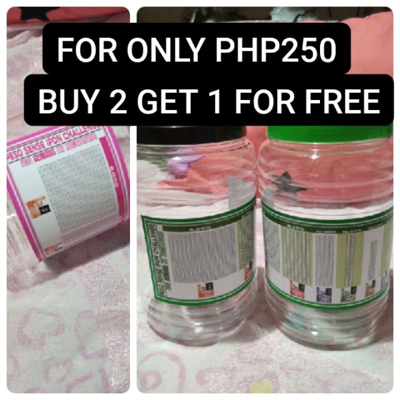JAR COINBANK ALKANSYA IPON CHALLENGE/TRANSPARENT PLASTIC JAR/JUMBO ...
