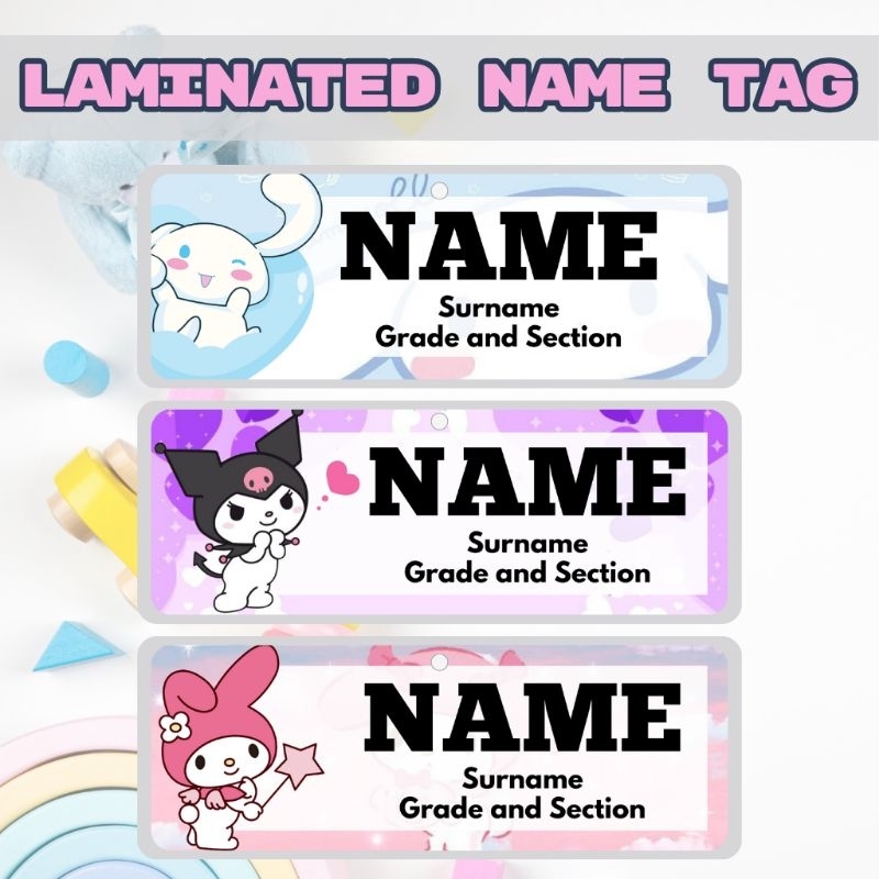 PVC/Laminated Name Tag for Kids - GIRLS (free lace) / 1-2 days process ...