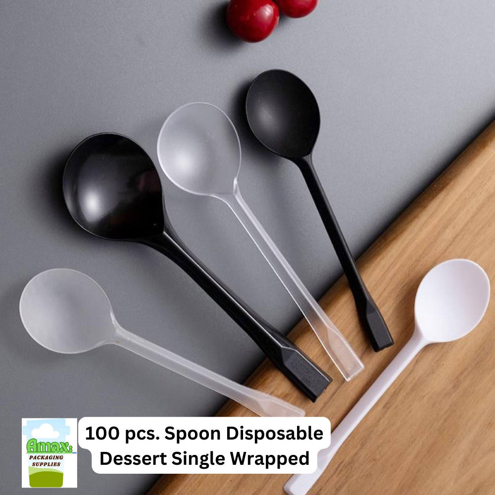 100pcs Spoon Disposable Dessert Cake Single Wrapped Disposable Spoon ...