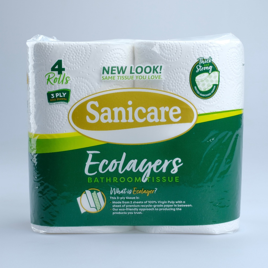Sanicare Bathroom Tissue 3Ply Ecolayer 600 Sheets 4 Rolls | Shopee ...
