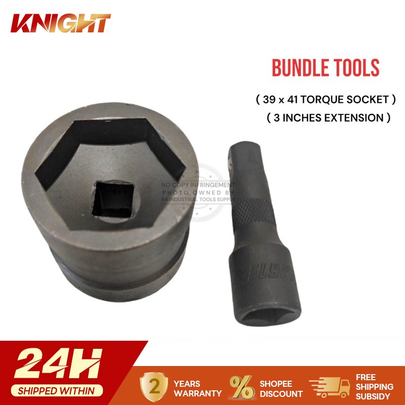 Heavy-duty Torque drive socket 39x41mm and 3 inches extension set 1/2 ...