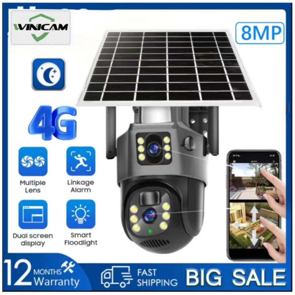 V380 Pro CCTV camera with Dual Lens 4g SIM Card /wifi Solar Battery Camera 4K 8MP outdoor CCTV ...