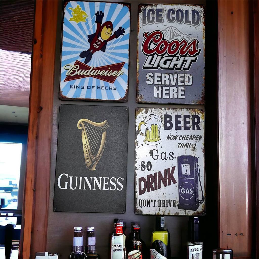 Vintage Style Beer / Alcoholic Signage Metal Tin Plate Wall Decor 20x30 ...