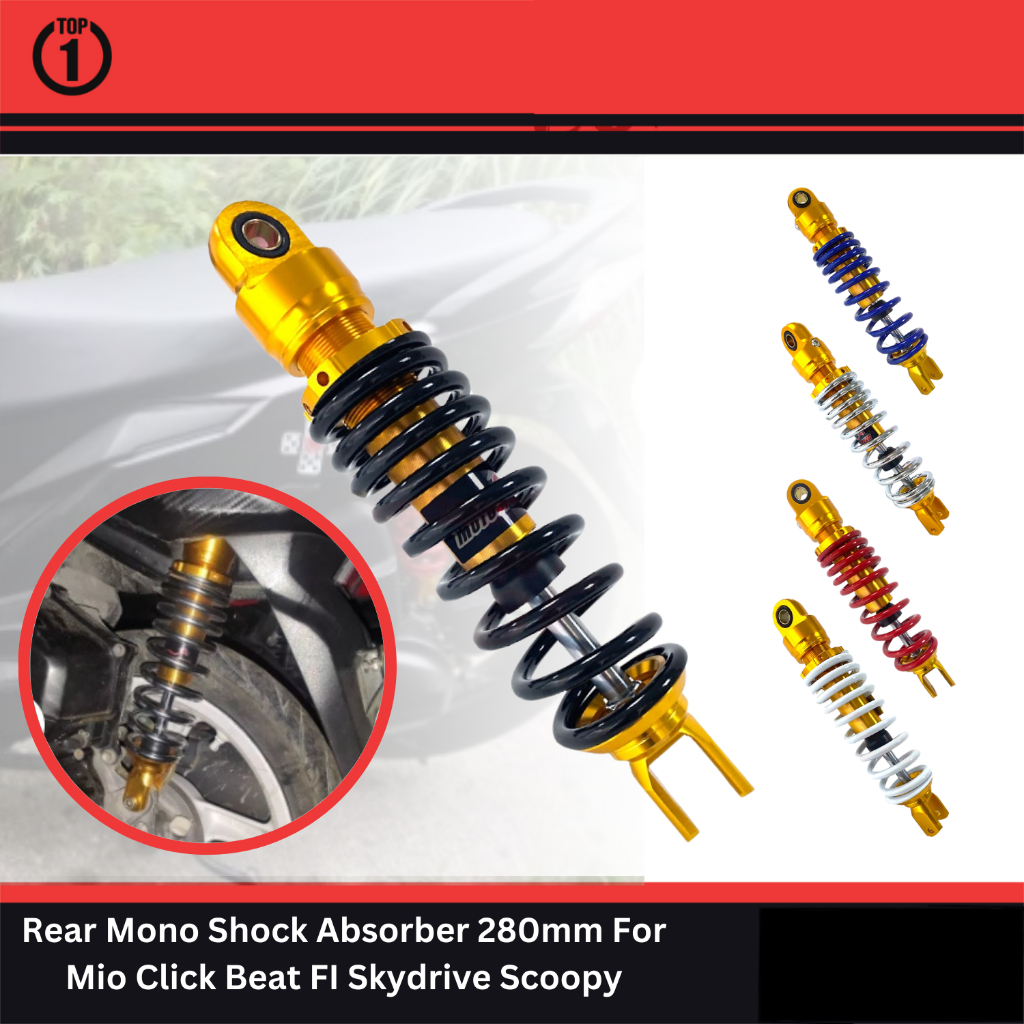 Top1 Racing Rear Mono Shock Absorber 280mm For Mio Click Beat FI Skydrive Scoopy Motorcycle ...