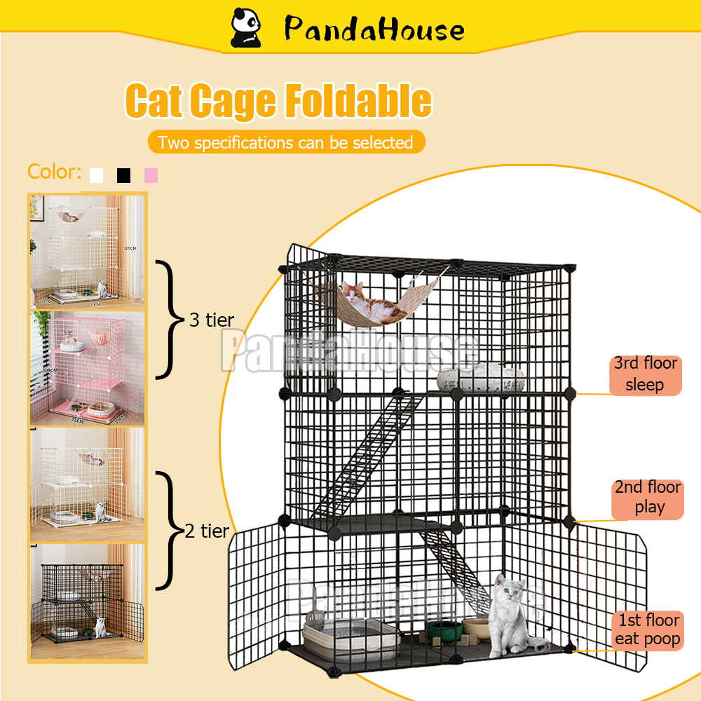 Cat Cage 2 Layer Pet Cage Foldable Sturdy Pet Furniture Cat Cages Pet ...