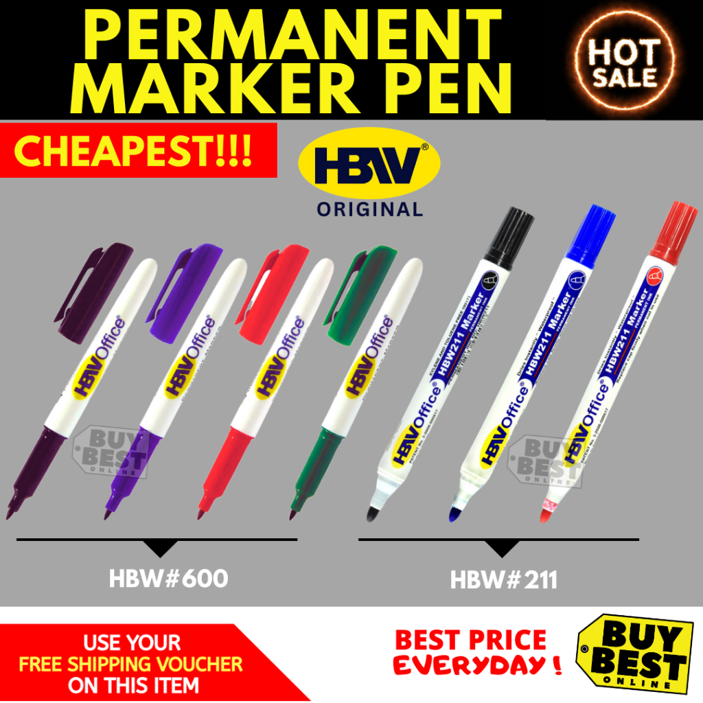 Original HBW #211 #600 Permanent Marker Pentel Pen - CHEAPEST! | Shopee ...
