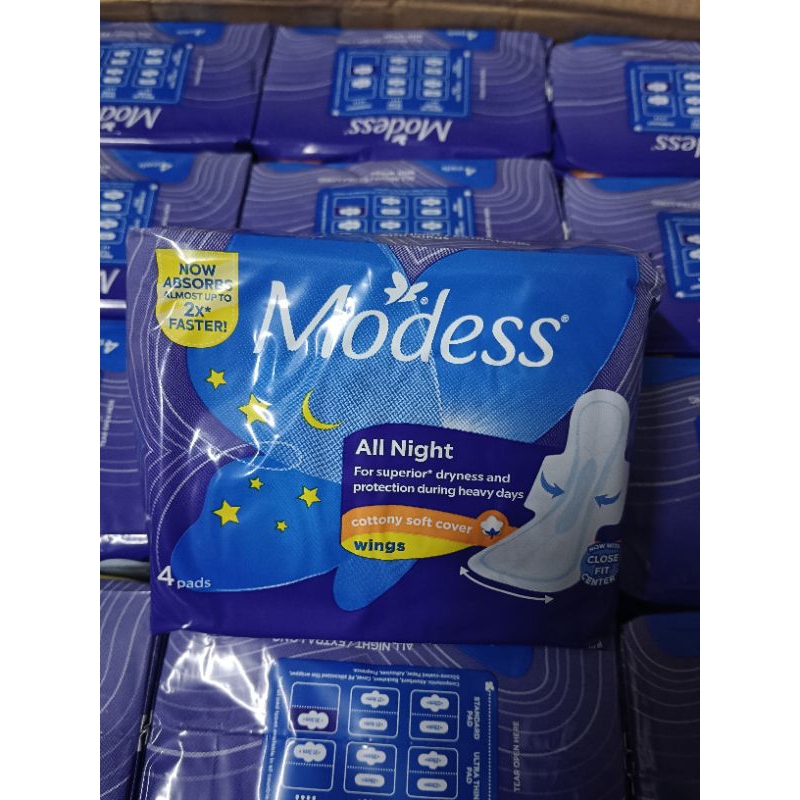 48 pack of MODESS ALL NIGHT EXTRA LONG PAD 4'S with wings | Shopee ...