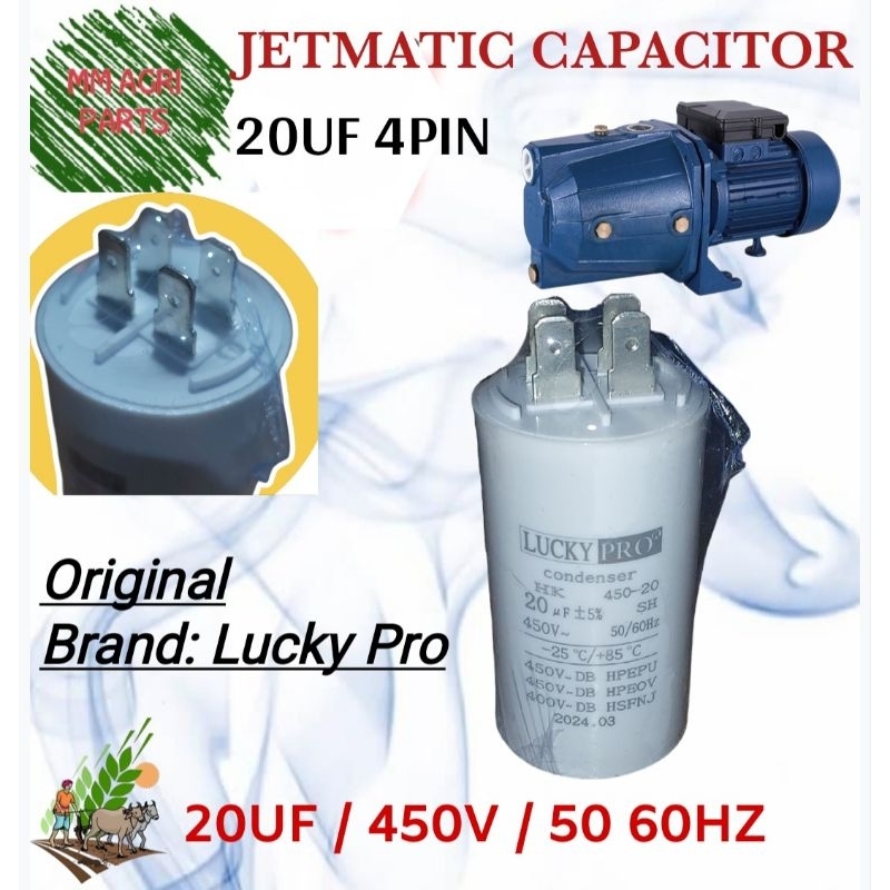 CAPACITOR FOR JETMATIC 20UF TERMINAL TYPE 450V ORIGINAL LUCKYPRO ...