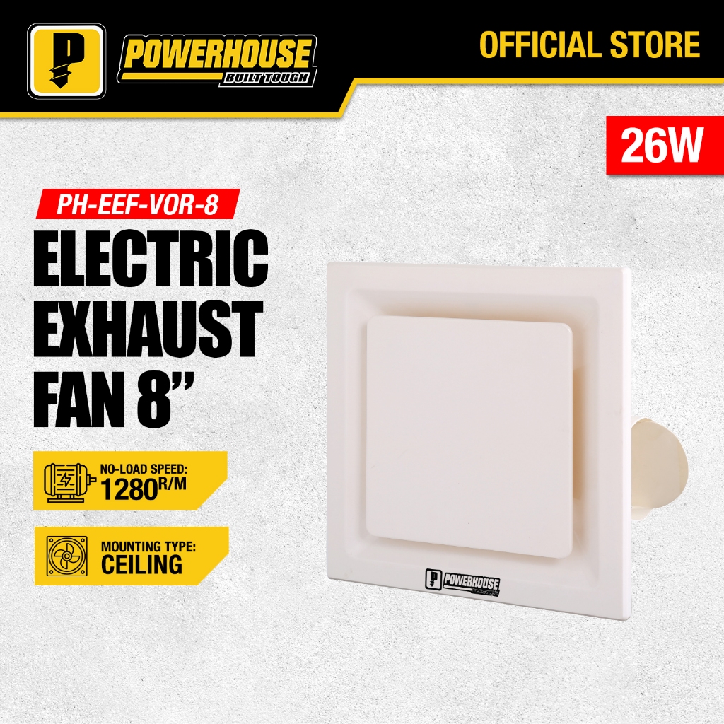 POWERHOUSE Electric Exhaust Fan Ceiling Mounted Vortex Series 8" Inch ...