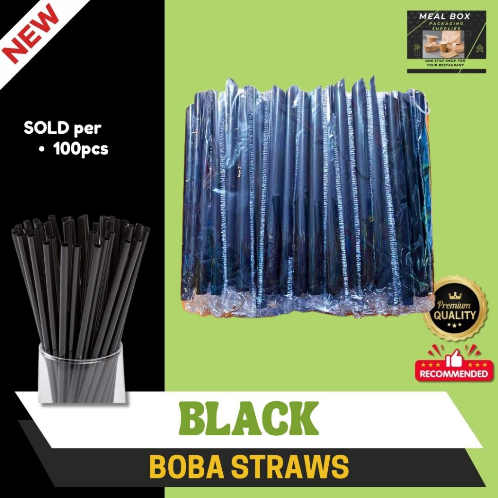 Black Boba Straw 100pcs - Milk Tea Straw/milkshake Straw | Shopee ...