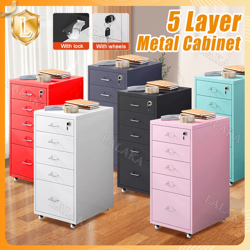 【All Metal】Lockable 5 Layer Metal Drawer Cabinet Home Office File ...