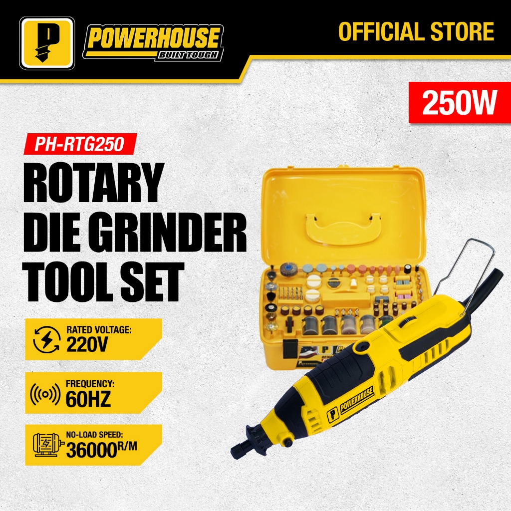 POWERHOUSE Rotary Die Grinder Tool Set 250W Electric Grinder Original Heavy Duty Multi Tool PHPT ...