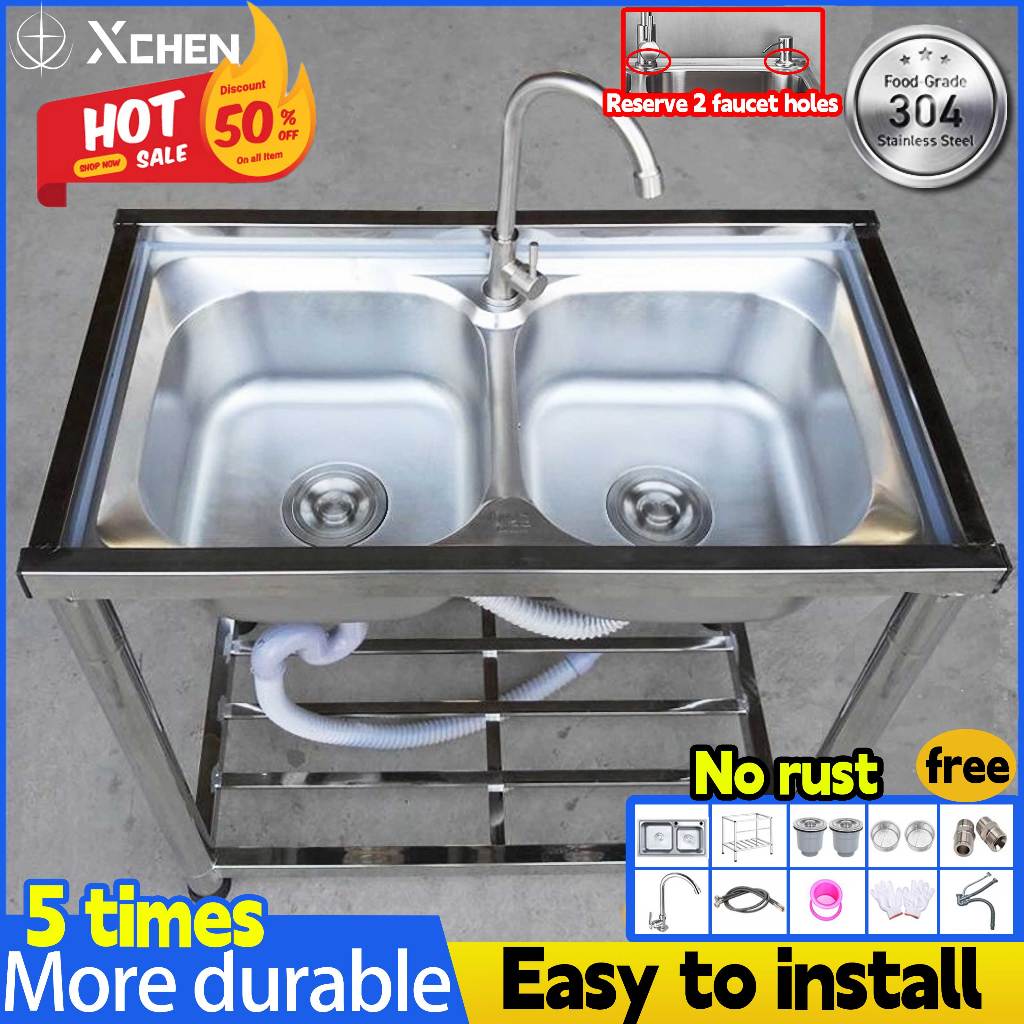 【Buy 1 get 10】lababo Stainless Steel Kitchen Sink Set Double Sink 304 ...