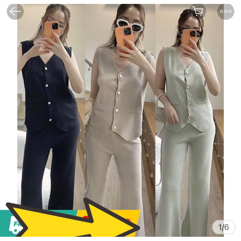Only.Fashion V-Neck Sleeveless Knitted Terno Pants #9730 | Shopee ...