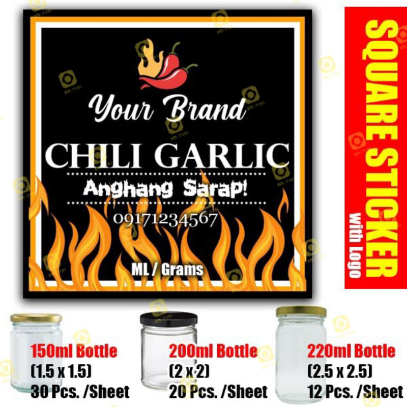CHILI GARLIC OIL Sticker Label (CUSTOMIZABLE | Ready-Made | Glossy ...