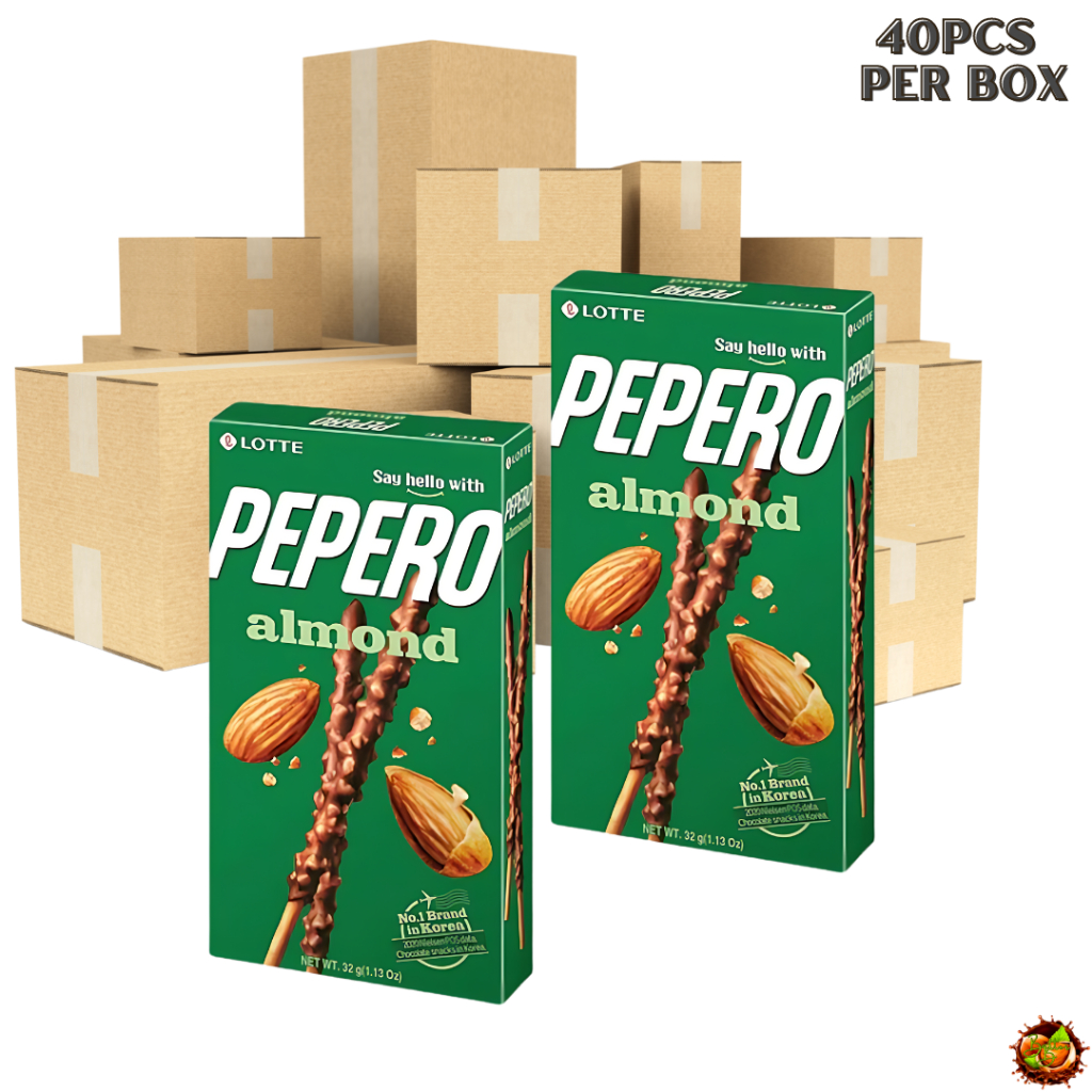 Lotte Pepero Almond - Snowy - Strawberry - White Cookie Per Box (40pcs ...