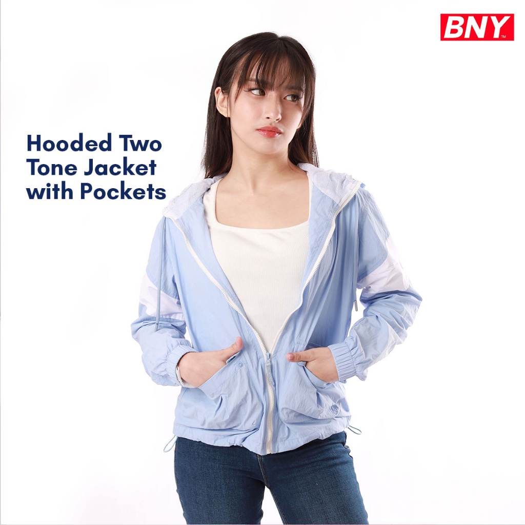BNY Ladies' Hooded Two Tone Jacket With Pockets (491) | Shopee Philippines