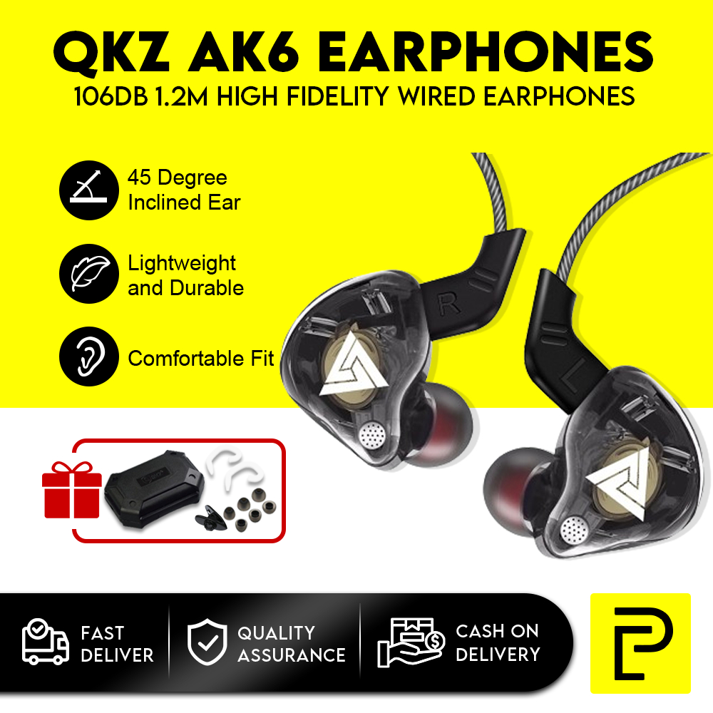 Qkz Ak6 106dB 1.2m High Fidelity Wire Earphones 3.5mm In-ear HiFi Sound Earbuds | Shopee Philippines