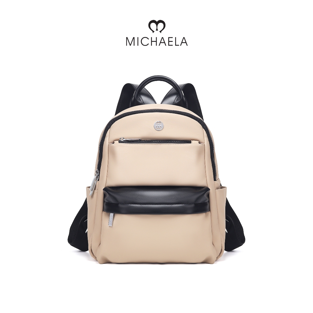 MICHAELA Two Tone Leather Backpack Minimalist Spacious for College ...