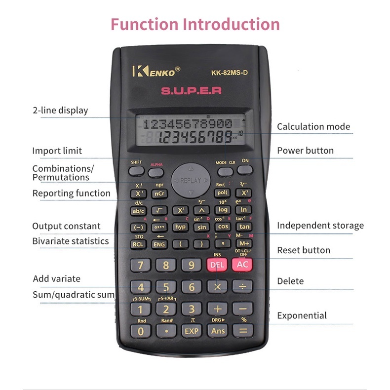 KST KENKO kk-82ms-bHandheld Scientific Calculator Electronic Calculator ...