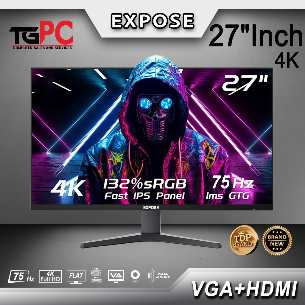 EXPOSE Curved Gaming Monitor 27 Inch 165Hz 75Hz 4K IPS Computer PC ...