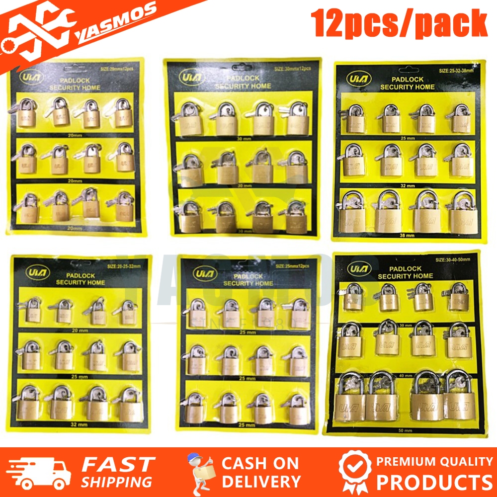 12pcs/pack Heavy Duty Security Brass Padlock Set Door Lock Set 20MM ...