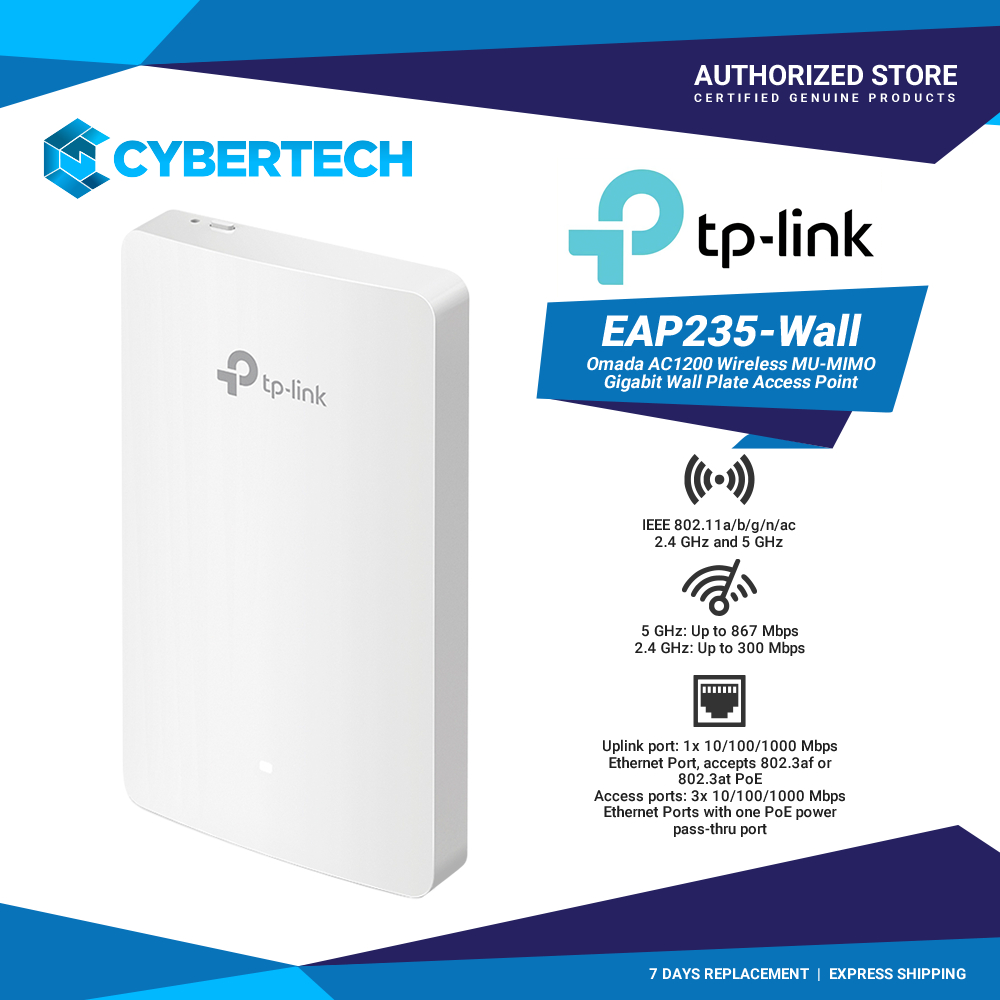 TP-Link EAP235-Wall Omada AC1200 Wireless MU-MIMO Gigabit Wall Plate ...