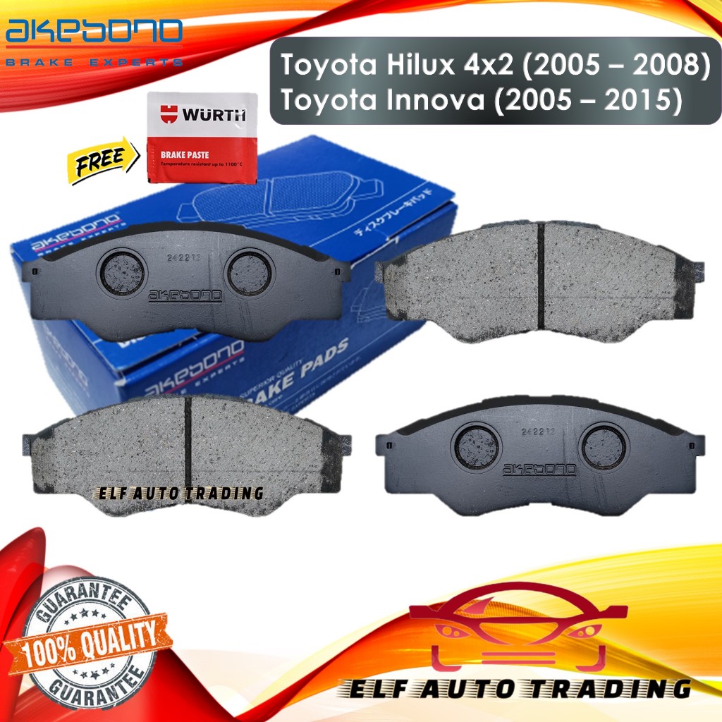 Genuine Akebono Front Brake Pads for Toyota Hilux 4x2 (2005 - 2008 ...