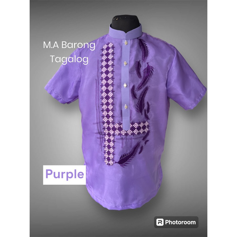 shortsleeve barong (purple,choco Brown,black) | Shopee Philippines