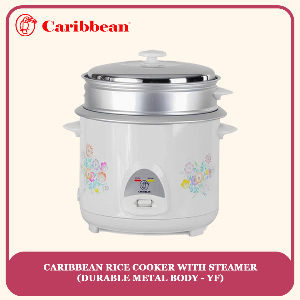 Caribbean Rice Cooker CAR-1500 W/ Steamer Automatic Cooking & Warming ...