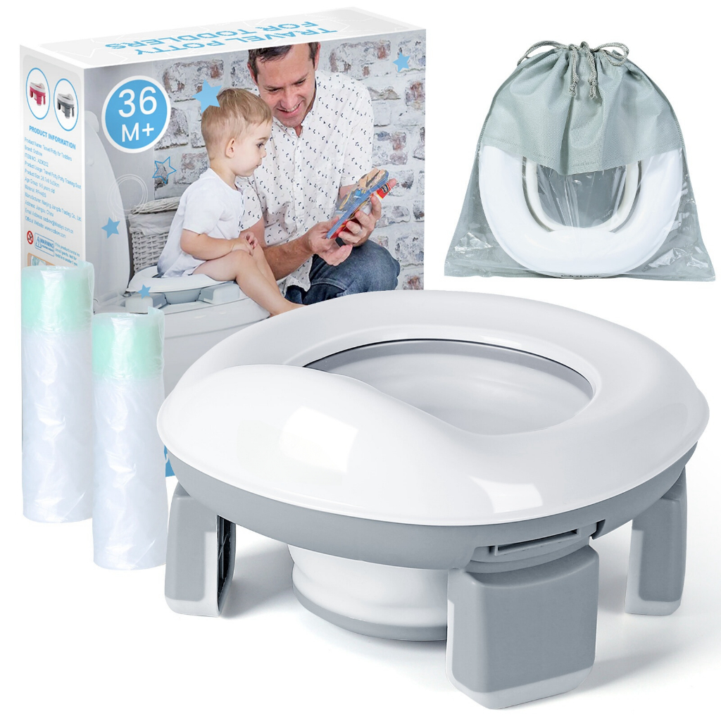 2-in-1 Foldable Baby Toilet Training Potty Seat with Potty Bags (20pcs ...