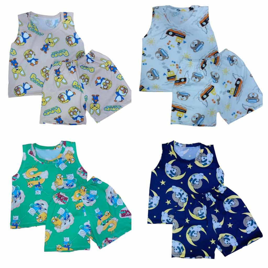 Sando and Shorts Terno Set for Kids Boys with Neckband Cute Designs ...
