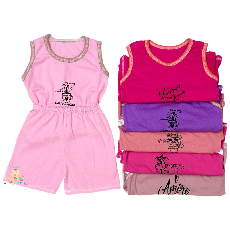 Cotton Terno Sando Short For Girl 1-3 Years Old Toodlers/Pambahay ...