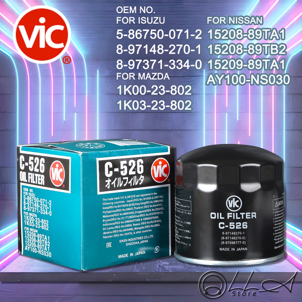 VIC original C-526 oil filter For ISUZU 4HF1 4HE1 4HL1 4HG1 6HK1 Made ...