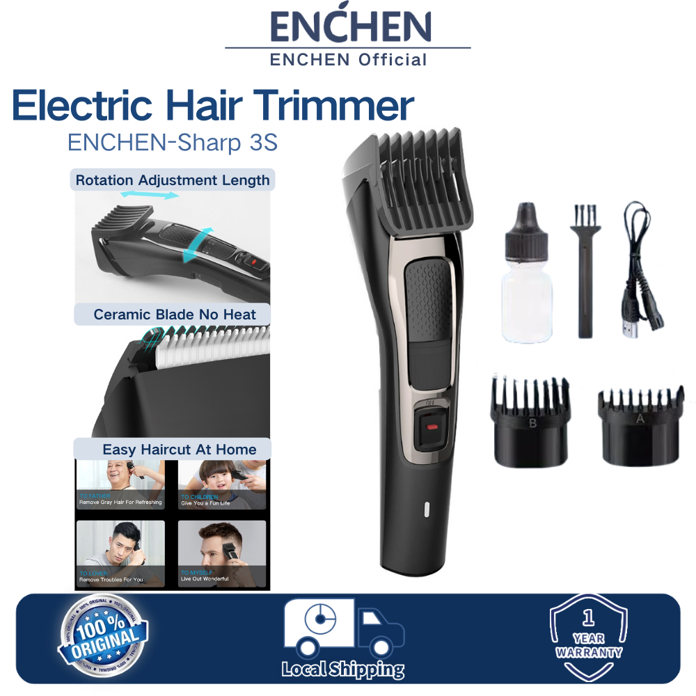 Enchen Electric Hair Trimmer Sharp 3S Rotation Adjustment Length Hair ...