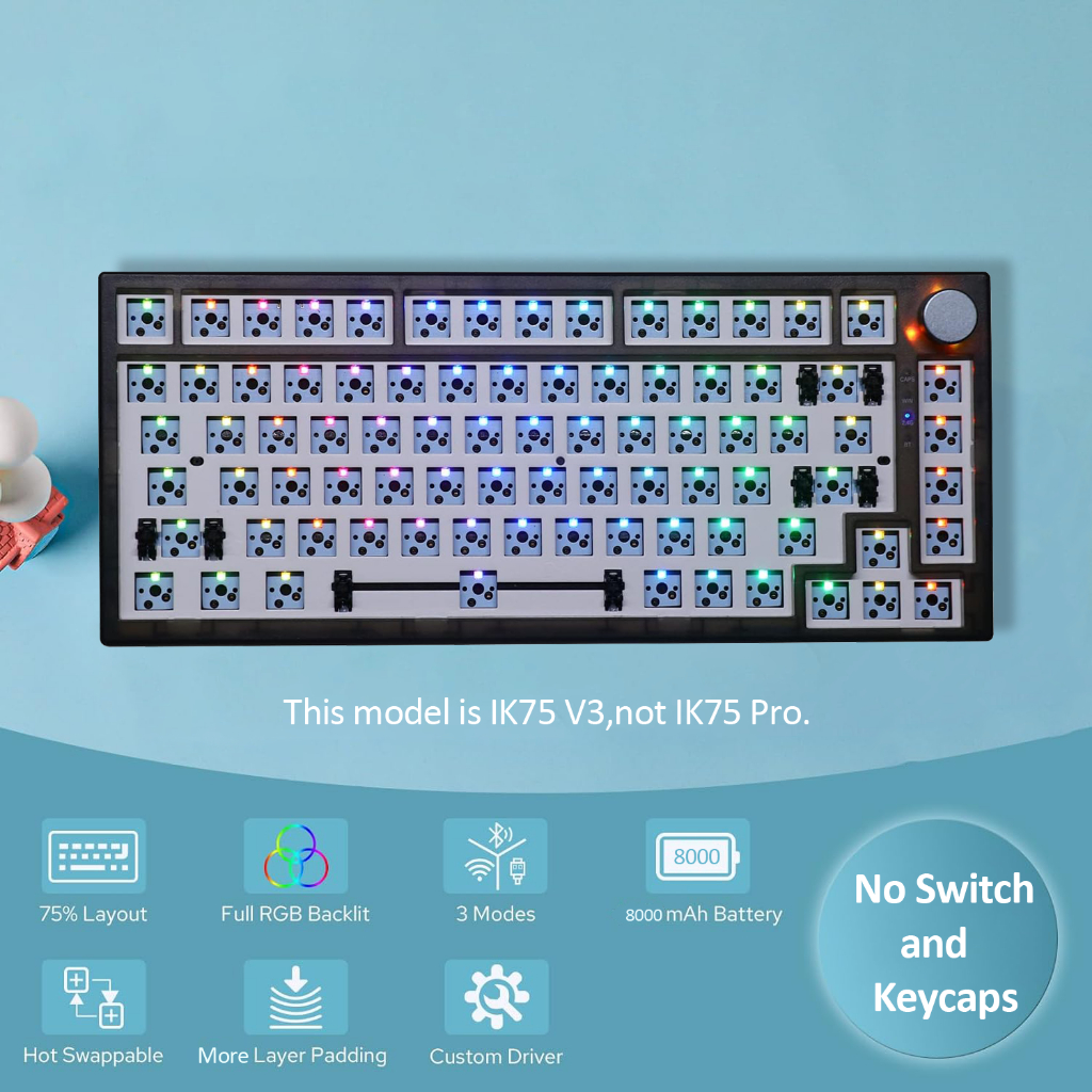 FEKER IK75 Pro 3 Mode 75% Gasket Mechanical Keyboard KIT - Wireless ...