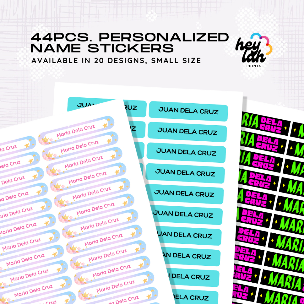 44pcs Name Stickers, 12 designs of Personalized Sticker Labels - 2 sets ...